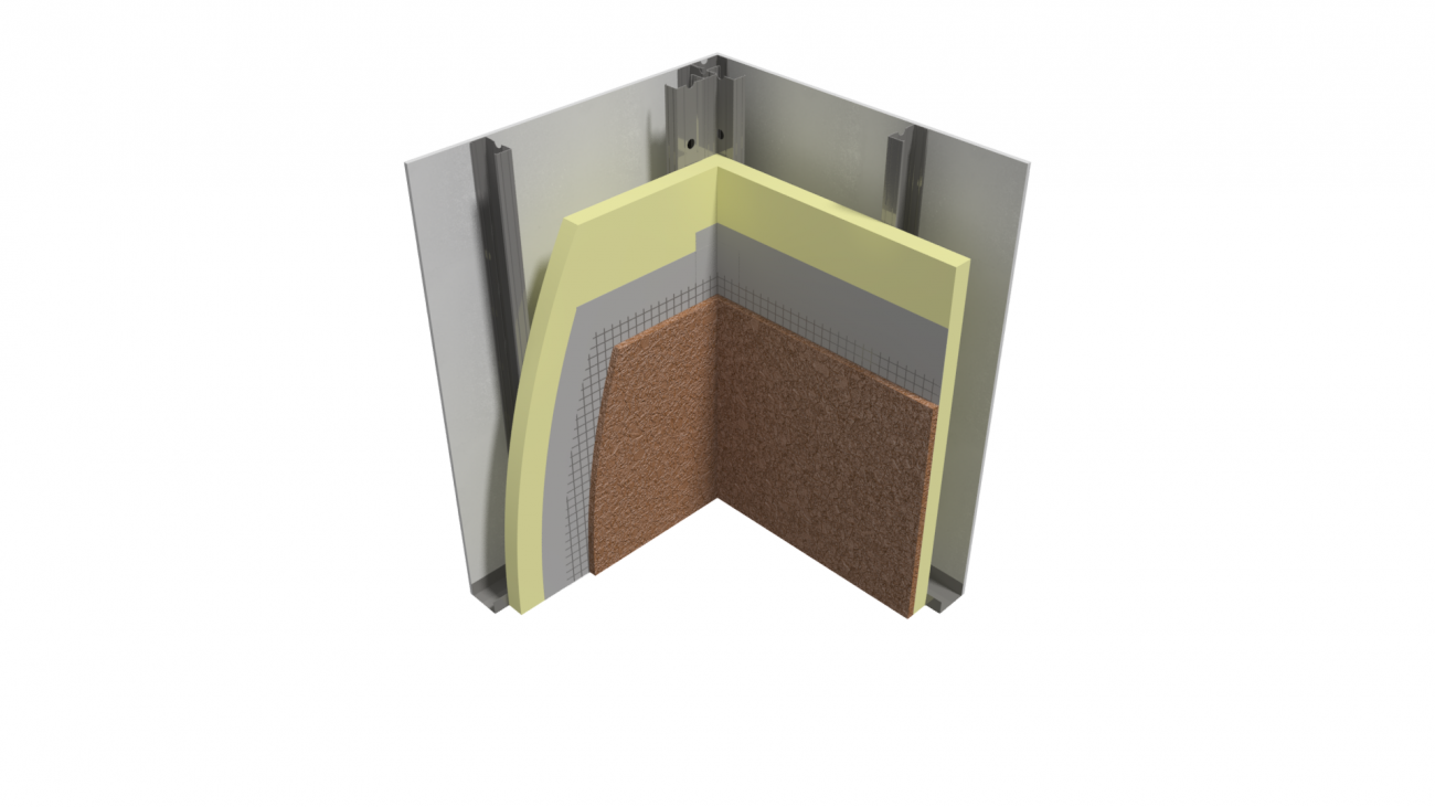 Commercial Assembly, Code Plus, Stucco over Steel | Continuous Insulation with Foam Sheathing